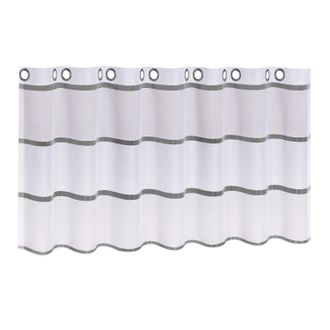 Happy Home Scheibengardine mit &Ouml;sen Sophia wei&szlig; grau B/H: 140 x 53 cm modernes &Ouml;senbistro