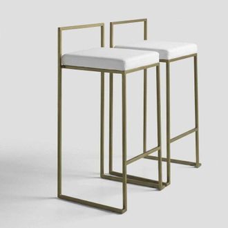 Oresteluchetta Set aus 2 Barhockern f&uuml;r die K&uuml;che in Metall und Kunstleder Dale - Gold