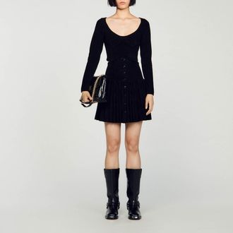 Sandro Kurzer Pullover aus samtigem Strick