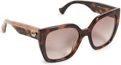 Gucci Lunettes de Soleil GG1300S Havana/Brown Shaded 55/19/145 femme