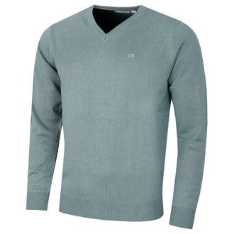Calvin Klein Herren V-Ausschnitt Soft Cotton Pullover - Sage - XXXXL