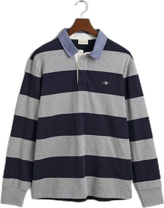 GANT Herren REG Chambray Stripe Heavy Rugger T-Shirt, Grey Melange, XX-Large