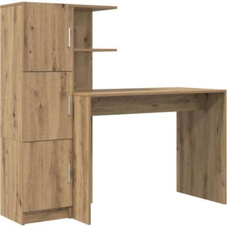 vidaXL Schreibtisch mit Stauraum 2 pcs Artisan-Eiche Holzwerkstoff vidaXL