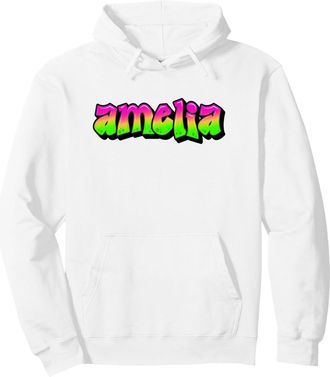 BDAZ Amelia Graffiti Personalisierter Name Gr&uuml;n Rosa Frauen M&auml;dchen Pullover Hoodie