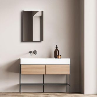 Talos Talos - Mirage Badspiegel 40 x 60 cm - Badezimmerspiegel mit led Beleuchtung in neutralweiß - Spiegelschrank - silber