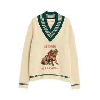 Valentino Le Chien Jacquard Straight Cut Top - - Knitwear - Herren - Beige - M