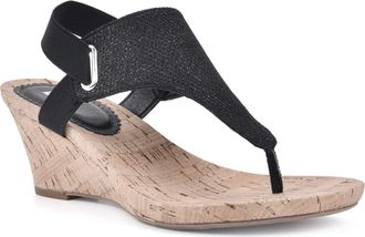 White Mountain Shoes All Good Damen Kork Keilsandale, Schwarz/Glitzer, 7.5M, Schwarz/Glitter, 38.5 EU