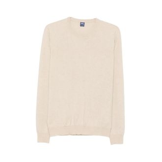 Fedeli Feinstrick Pullover mit Rundhalsausschnitt - - Knitwear - Herren - Beige - XL