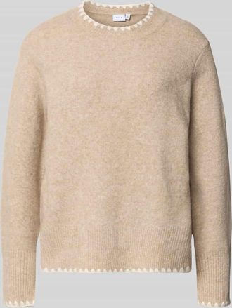 Vila Strickpullover mit Stitchings und Rundhalsausschnitt