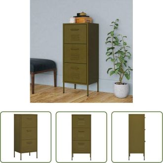 vidaXL vidaXL Stahl - Beistellschrank Olivgr&uuml;n 42,5x35x101,5 cm Stahl
