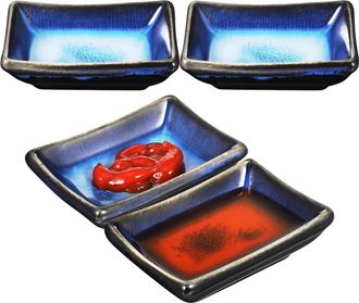 Cabilock OFFSCH 4st&uuml;cke Teiliges Japanische Keramik Dip-sch&auml;lchen Kleine Gl&auml;nzende Sojasauce Sushi Schalen F&uuml;r Dips Gew&uuml;rze Snacks Und Beilagen Moderne Servier