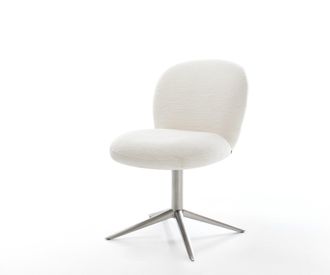 DELIFE Drehstuhl Nube-Flex Boucl&eacute; Soft Beige Fu&szlig;kreuz Edelstahl 360&deg; drehbar Wippfunktion Taschenfederkern, Esszimmerst&uuml;hle