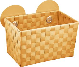 WENKO 20378100 Static-Loc Aufbewahrungskorb Fermo, Befestigen ohne Bohren, PP-Geflecht, 20,5 x 14,5 x 14 cm, orange