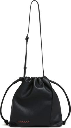 Marni sac porté épaule en cuir - Noir