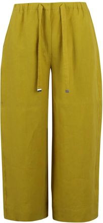 Max Mara Femme, Pantalons, Jaune, Taille: 38 FR Linen Ankle-Length Cropped Pantalons