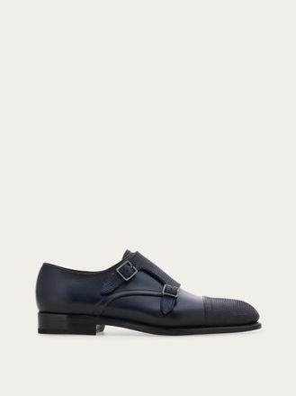 Ferragamo Herren Double-Monk Tramezza Blau Gr&ouml;&szlig;e 41.5