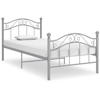 vidaXL Bett Grau Metall 100x200 cm Vidaxl