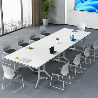 Generic Klappbarer Konferenztisch, rechteckiger, mobiler Besprechungs-, B&uuml;ro-, Klassenzimmer- und Schulungstisch - quadratisch, Lange Klappplatte, 140 cm - 6-