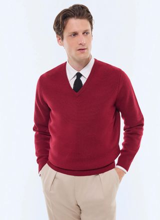 Fursac Pull en laine à col en V - Taille XXL - Homme