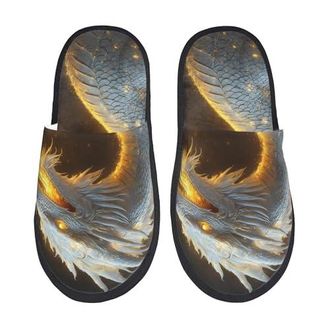 Generic Accueil Pantoufles Dragon De Feu Blanc Dor&eacute; Cozy Pantoufles De Voyage Lavables Chaussons DInt&eacute;rieur Pour Spa Int&eacute;rieur Chambre L