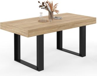IDMarket Table &agrave; Manger extensible Rectangle Phoenix 4-6 personnes Bois et Noir 120-160 cm