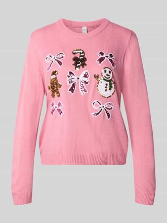 Only Pullover mit weihnachtlichem Santa-Motiv