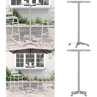 vidaXL Outdoor-Bartisch H&ouml;henverstellbar &Oslash;59,5x70/114,5 cm Aluminium - Gartentisch - Bartisch - Bistrotisch - Hochwertiger Gartentisch - Wetterfest - Home &
