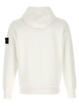 Stone Island Garment-Dyed Organic Cotton Hoodie - White