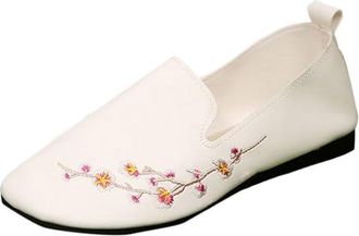Generic Chaussures plates pour femme - Coupe large - Confortables - Bout rond - Brod&eacute;es - Tendance - L&eacute;g&egrave;res - &Agrave; enfiler - Chaussures de marche en plein air, 