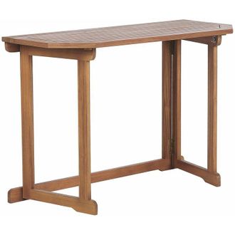 Beliani Balkontisch Hellbraun Akazienholz 110 x 47 cm mit klappbarer Tischplatte Landhausstil Outdoor Garten Terrassse Ausstattung M&ouml;bel