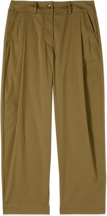 Oltre Femme, Pantalons, Vert, Taille: 48 FR Pantalon en popeline cropped