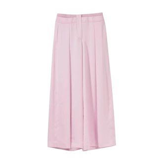 Genny Satin Palazzo Hose mit Doppeltem G&uuml;rtel - - Trousers - Damen - Rosa - M