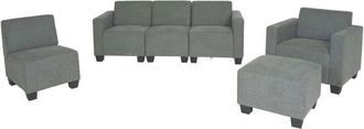 Hhg Modular Sofa-System Couch-Garnitur Moncalieri 3-1-1-1, Stoff/Textil grau