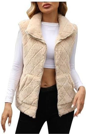 Generic Gilet sans Manche Femme Gilet Femme D&eacute;contract&eacute; Quotidien Ville Cardigan Ample Imprim&eacute; - Fermeture Zipp&eacute;e pour Look Casual Moderne Et Confortable