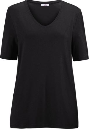 Emilia Lay Shirt gerundetem V-Ausschnitt Emilia Lay schwarz