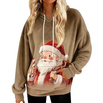 Generic Sweat à capuche en polaire Sherpa pour femme - Manteau en peluche confortable pour femme - Joli sweat à capuche surdimensionné en polaire - Motif Père