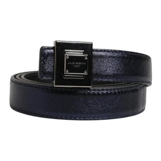 Dolce & Gabbana Klassischer Lederg&uuml;rtel mit eckiger Schnalle - - Accessories - Herren - Schwarzk - ONE SIZE
