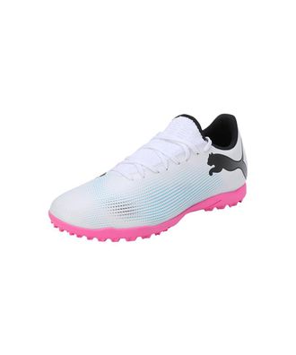 Puma Puma Men Future 7 Play Tt Soccer Shoes, Puma White-Puma Black-Poison Pink, 44.5 EU