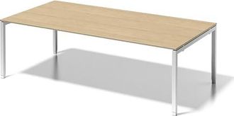 Bisley Cito Chefarbeitsplatz/Konferenztisch, 650-850 mm höheneinstellbares U-Gestell, Metall, Mp396 Dekor Ahorn, Gestell Verkehrsweiß, 120 x 240 x 85 cm