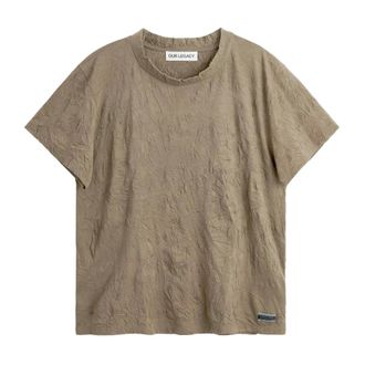 Our Legacy Homme, Tops, Brun, Taille: S Olive Crinkle Jersey T-Shirt