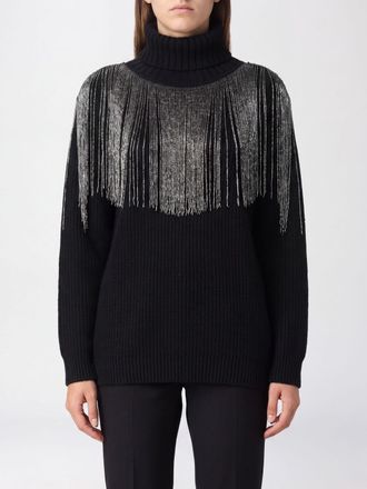 Pinko Pull &agrave; col roul&eacute; en laine m&eacute;lang&eacute;e avec &eacute;paules tombantes et franges
