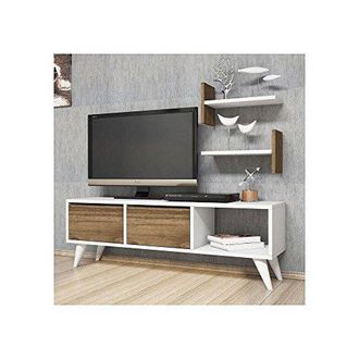 Homemania Minar by Homemania TV-Schrank, TV-Schrank, Foxy, Wei&szlig;, Walnuss