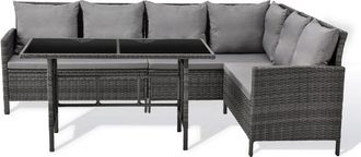 SVITA MADISON Ensemble de meubles de jardin en poly rotin Lounge Canap&eacute; dangle gris