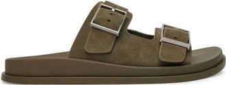 Calvin Klein Pantoletten City Sandal Buckle Suede HW0HW03130 Gr&uuml;n