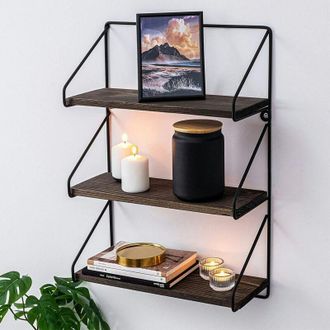 Pier Import Petite &eacute;tag&egrave;re noire d&eacute;corative d&eacute;cor bois fonc&eacute; JENA