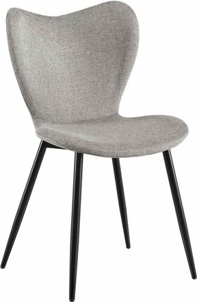 Clp Esszimmerstuhl Maika, Polsterstuhl mit Samtbezug oder Stoffbezug, Küchenstuhl mit Lehne und schwarzem Metallgestell, bis 150 kg, Farbe:grau, Material: