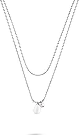 s.Oliver Necklace - Elegante Halskette aus poliertem Edelstahl - Silber - Schlangenkette 42 cm - wasserfest & hautfreundlich