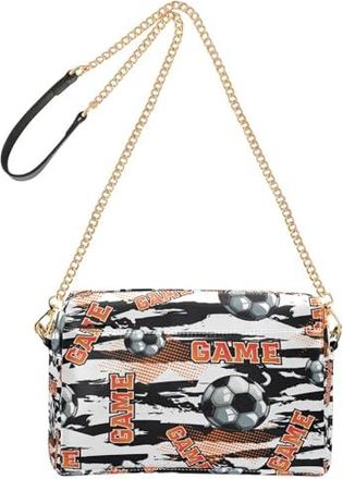 HMZXZ Sac à bandoulière à rayures de football pour femme - Petit sac à main en cuir avec bandoulière - Ballon de football