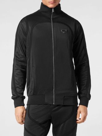 Philipp Plein Sweatshirt slim fit en m&eacute;lange de coton zipp&eacute; avec col montant