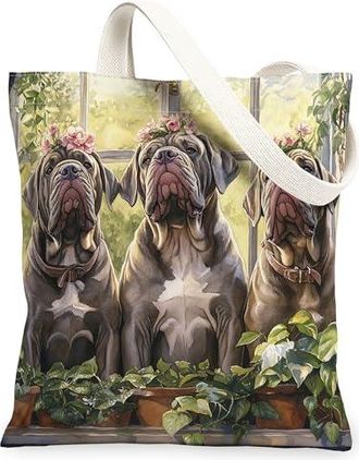 Generic Spring Neopolitan Sac fourre-tout en toile pour faire du shopping 33 x 38,1 cm, sac r&eacute;utilisable &agrave; motif imprim&eacute; de plantes en pot pour femme, animal 